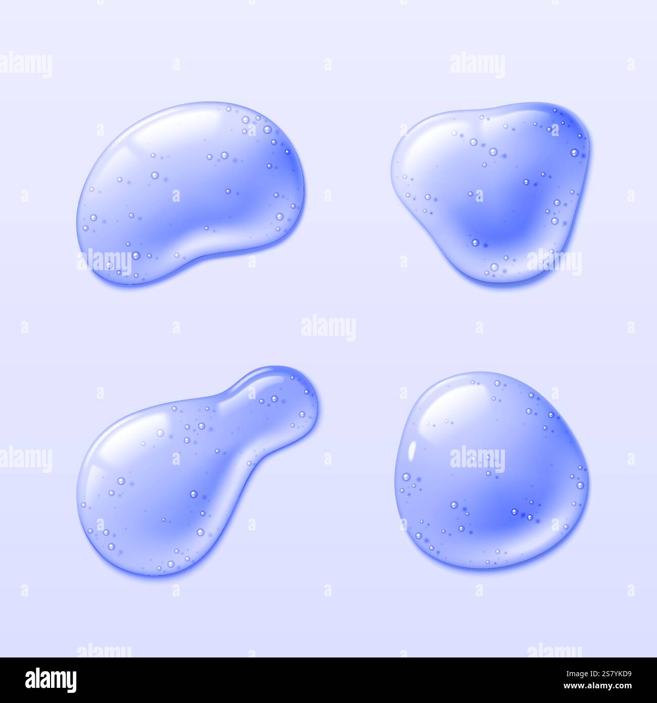 Transparent jelly drops with different organic shapes - circular, oval ...