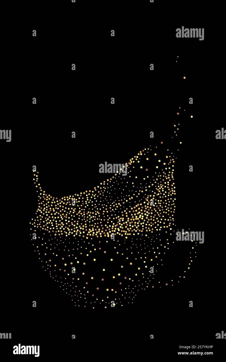 Coffee cup breaking into gold particles, created from circular dots ...