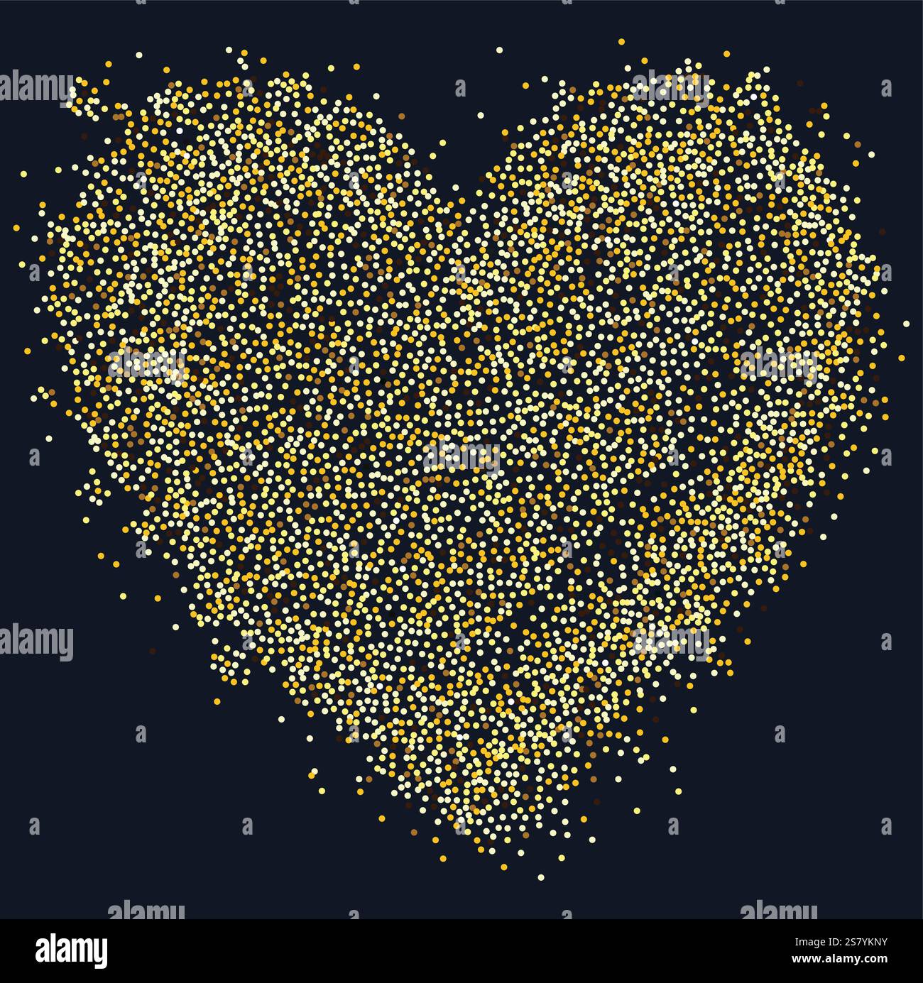 Creative composition of circular gold particles, heart shaped powder ...
