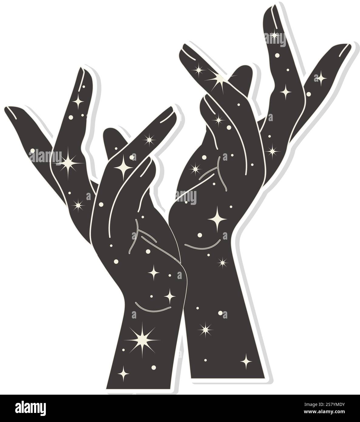 Mystical boho style illustrations witch hands. Trendy and occult ...