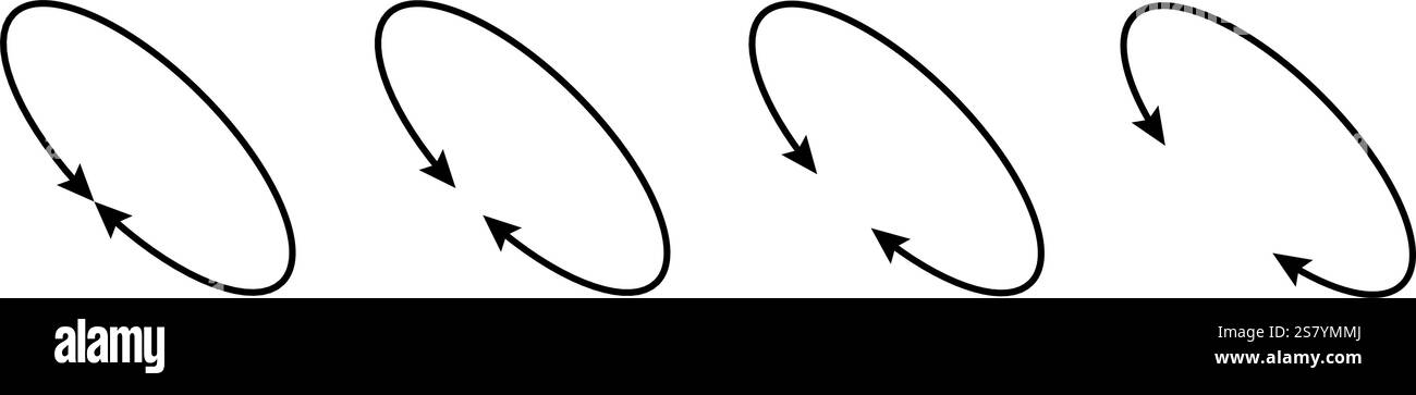 Oval circle double arrow icons set. Ellipse orbit line arrow symbol ...