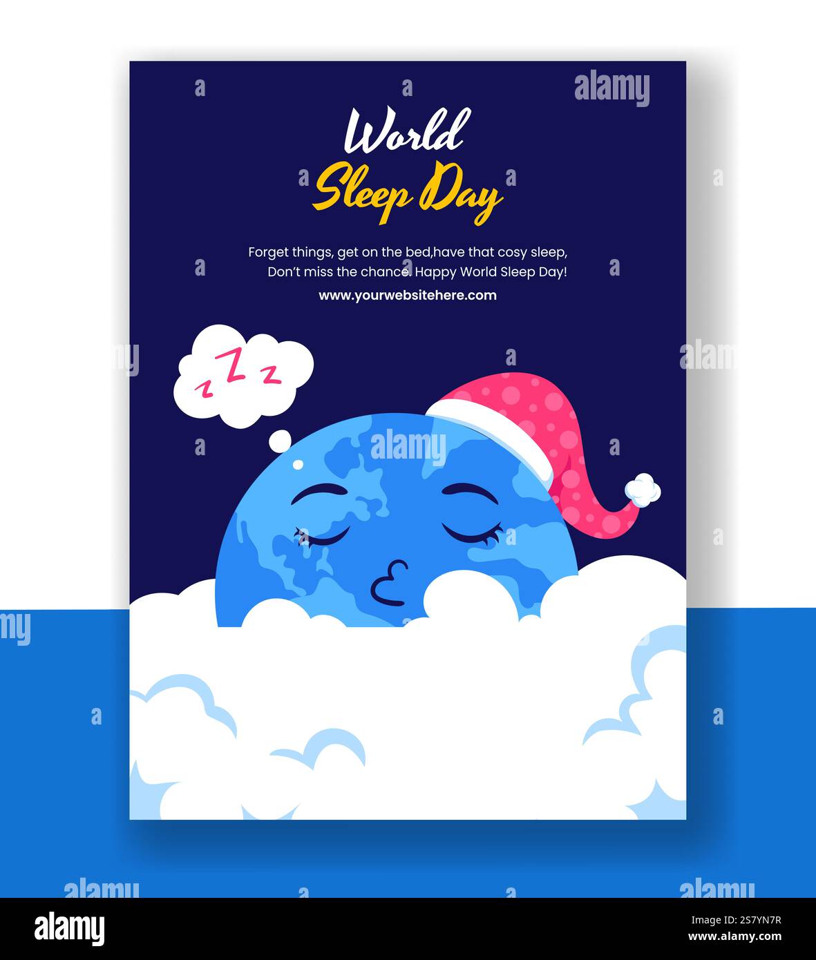 Flat Style World Sleep Day Background Illustration for Vertical Poster ...