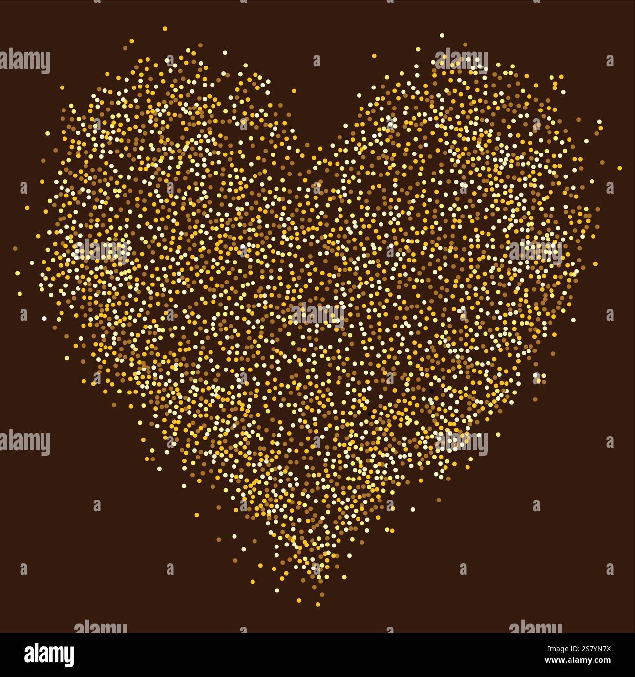 Creative composition of circular gold particles, heart shaped powder ...