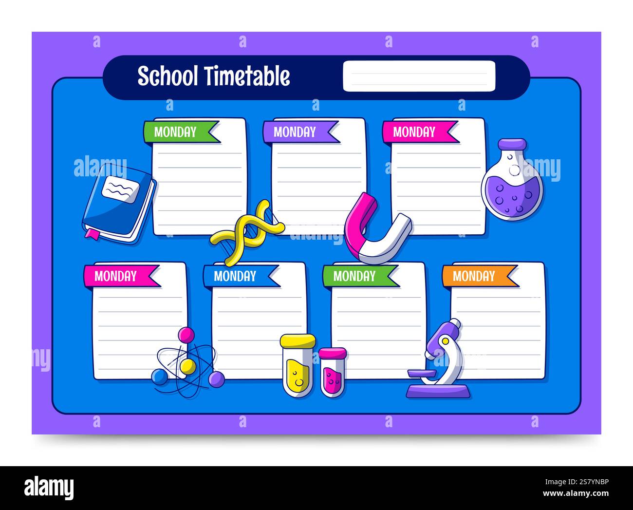 School Schedule template with simple design and doodle icon decoration ...