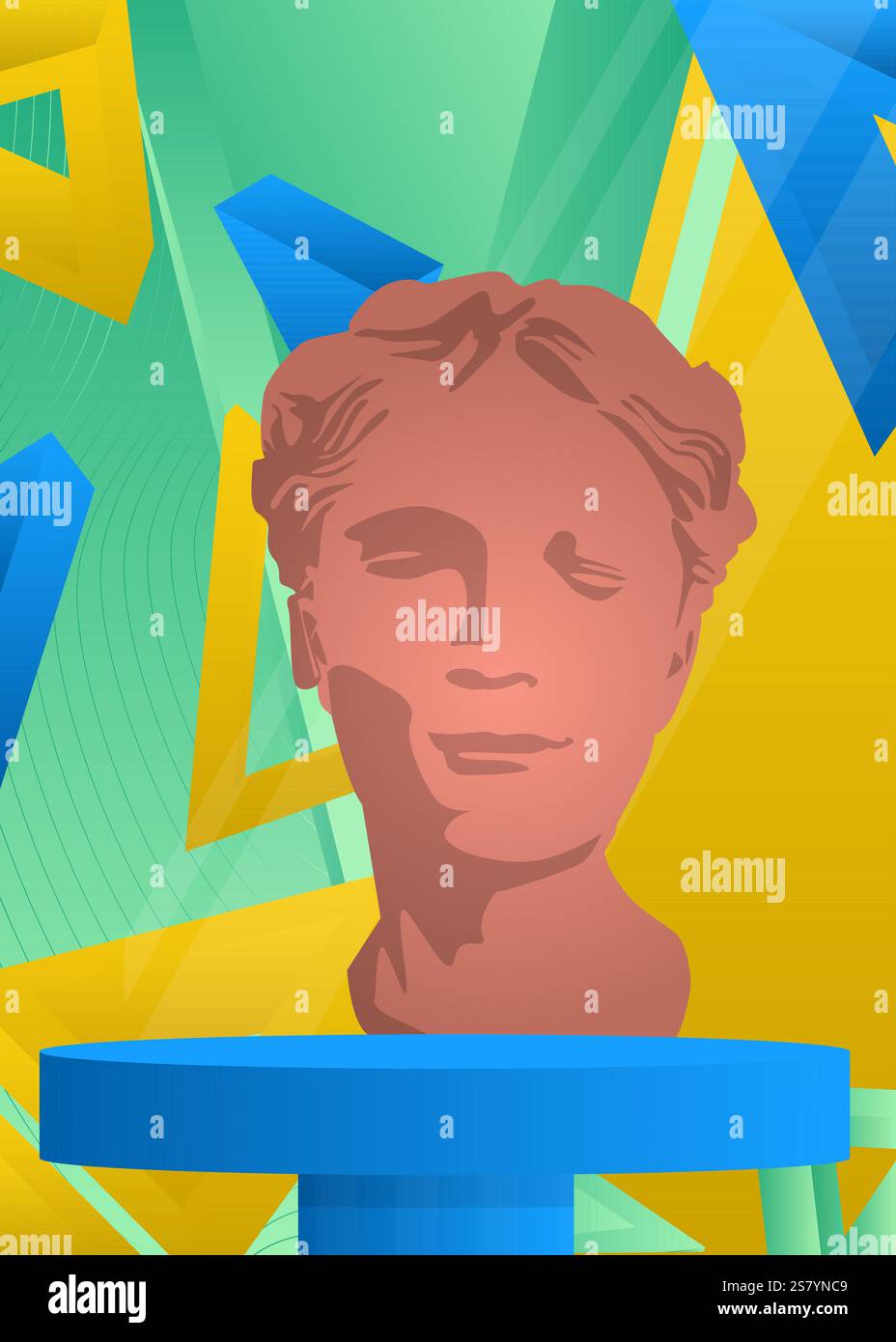 Mockup product display with Head Sculpture. Vector cylinder pedestal ...