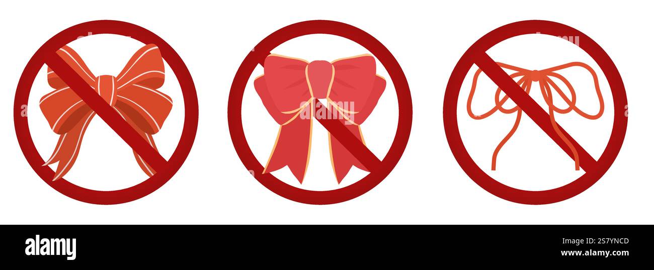 Vector set of forbidden signs with red bows. Holidays are prohibited ...