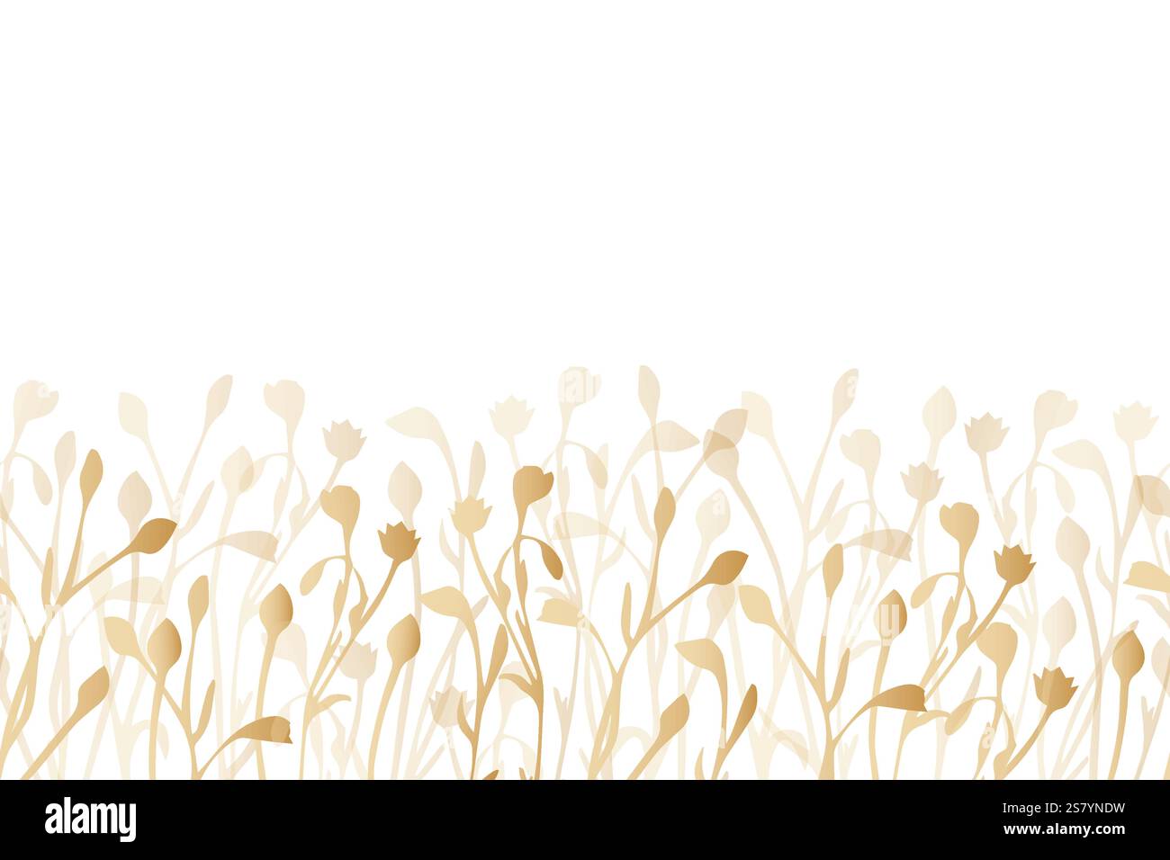 Seamless vector pattern with floral border in golden gradient ...