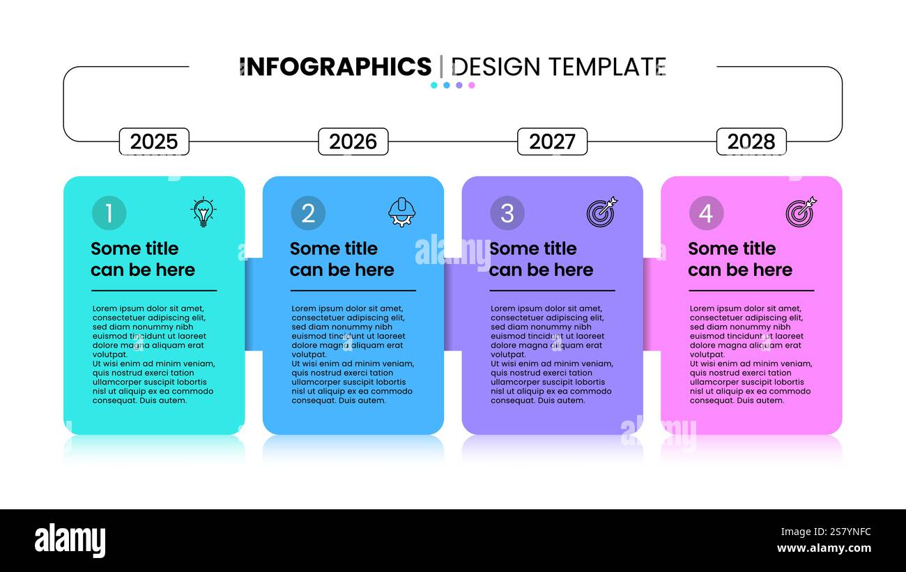 Infographic template with icons and 4 options or steps. Timeline. Can be used for workflow ...