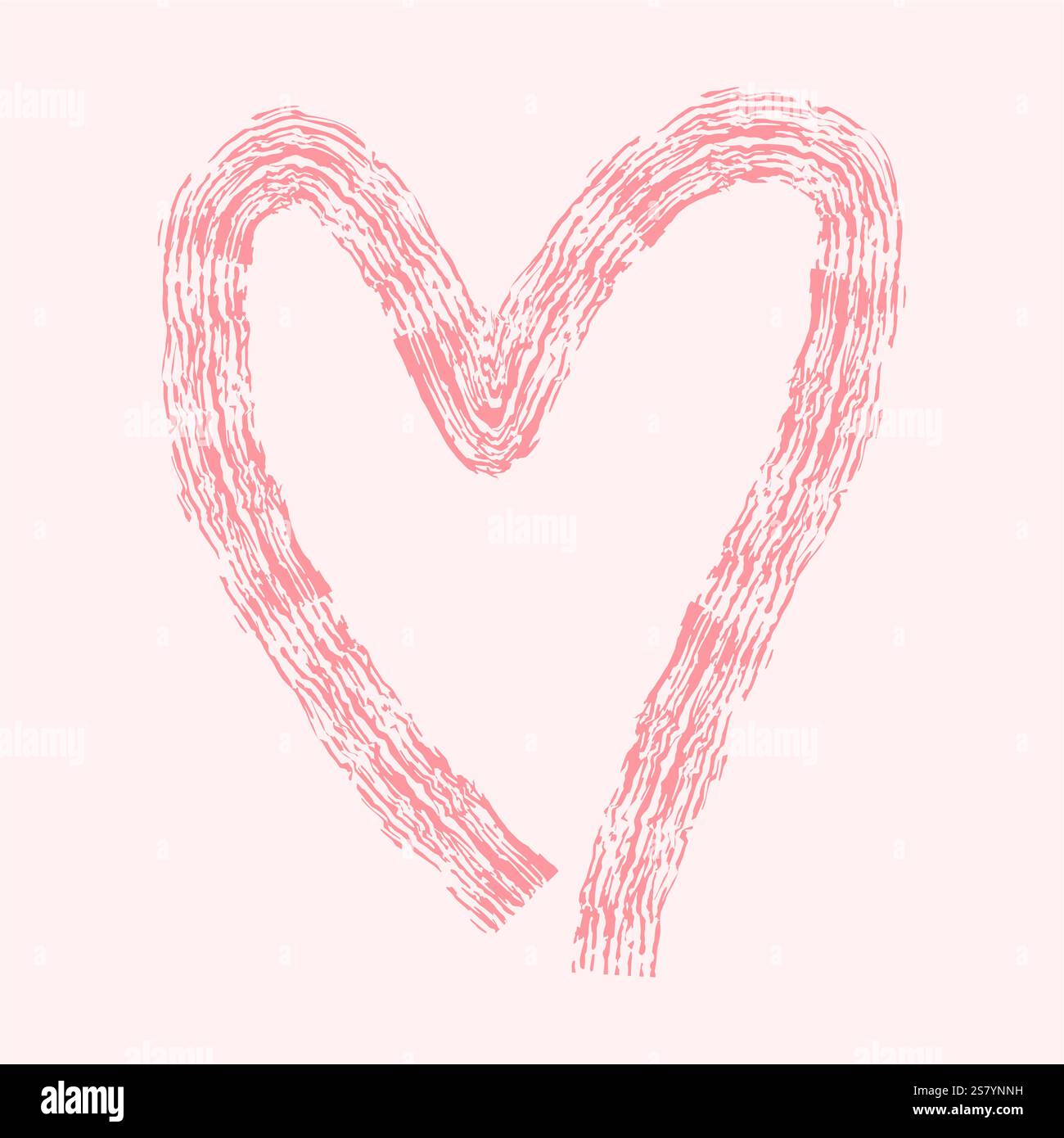 Valentine's Day heart made with a dry, rough-textured brush. Pink ...