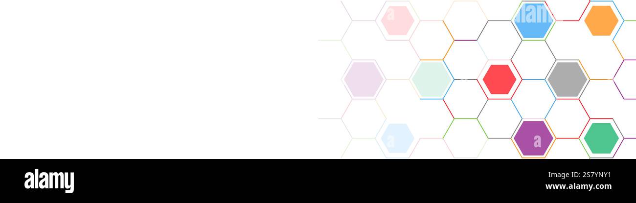 Panoramic view of abstract geometric background with hexagons shape ...