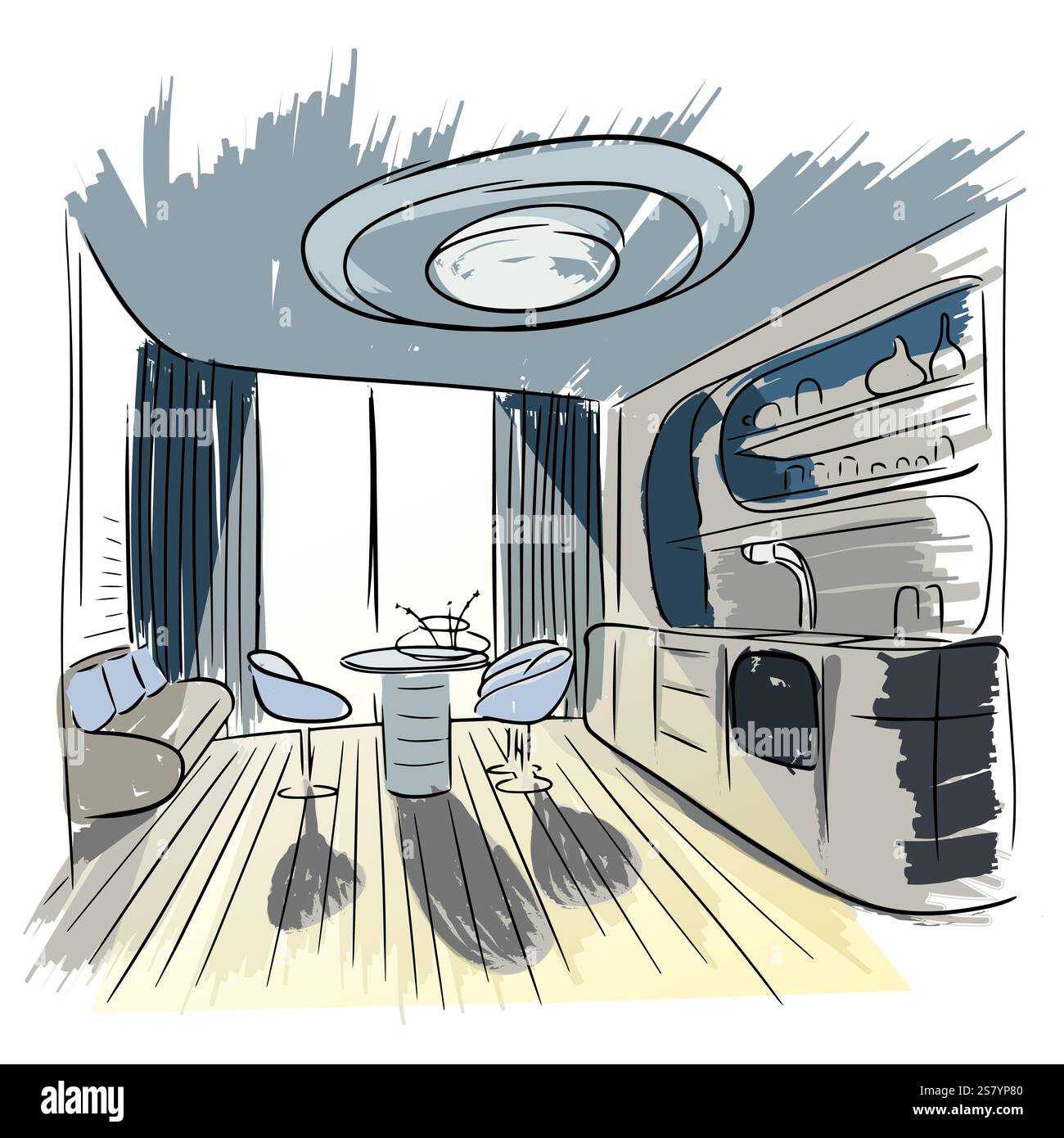 Kitchen modern style 3d Stock Vector Images - Alamy