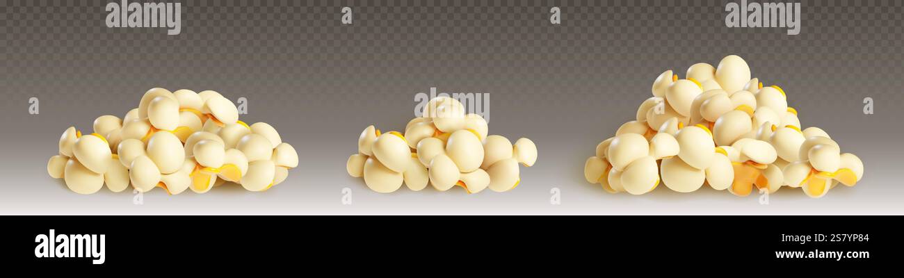 Popcorn piles set isolated on transparent background. Vector realistic ...