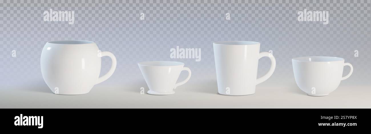 Coffee mug mockup set of different shapes - spherical, conical ...
