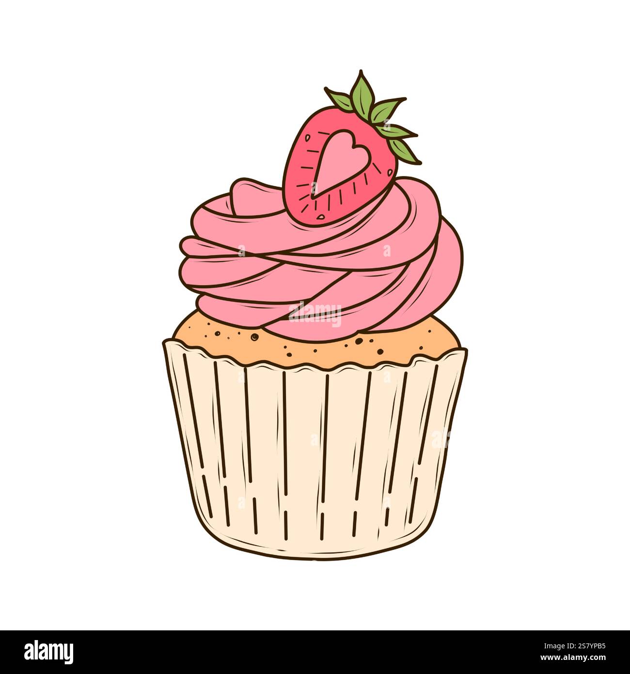 Pink strawberry vanilla cupcake Stock Vector Images - Alamy