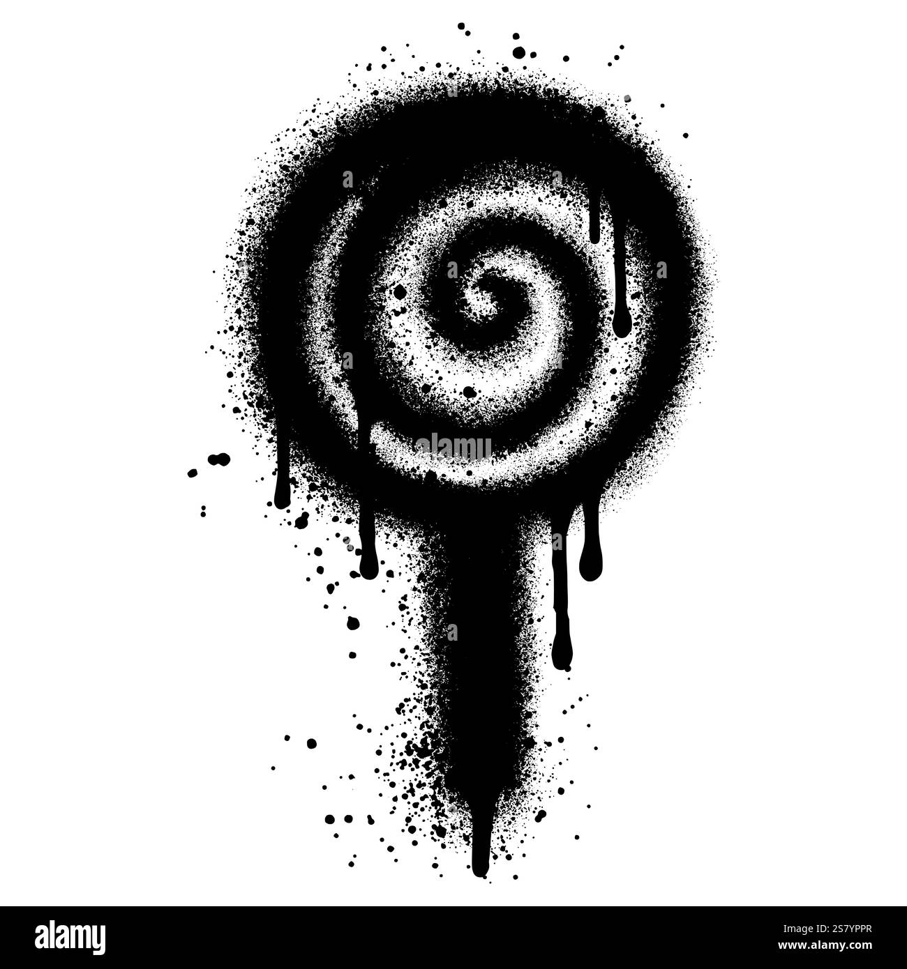 Lollipop candy graffiti with black spray paint. vector illustration ...