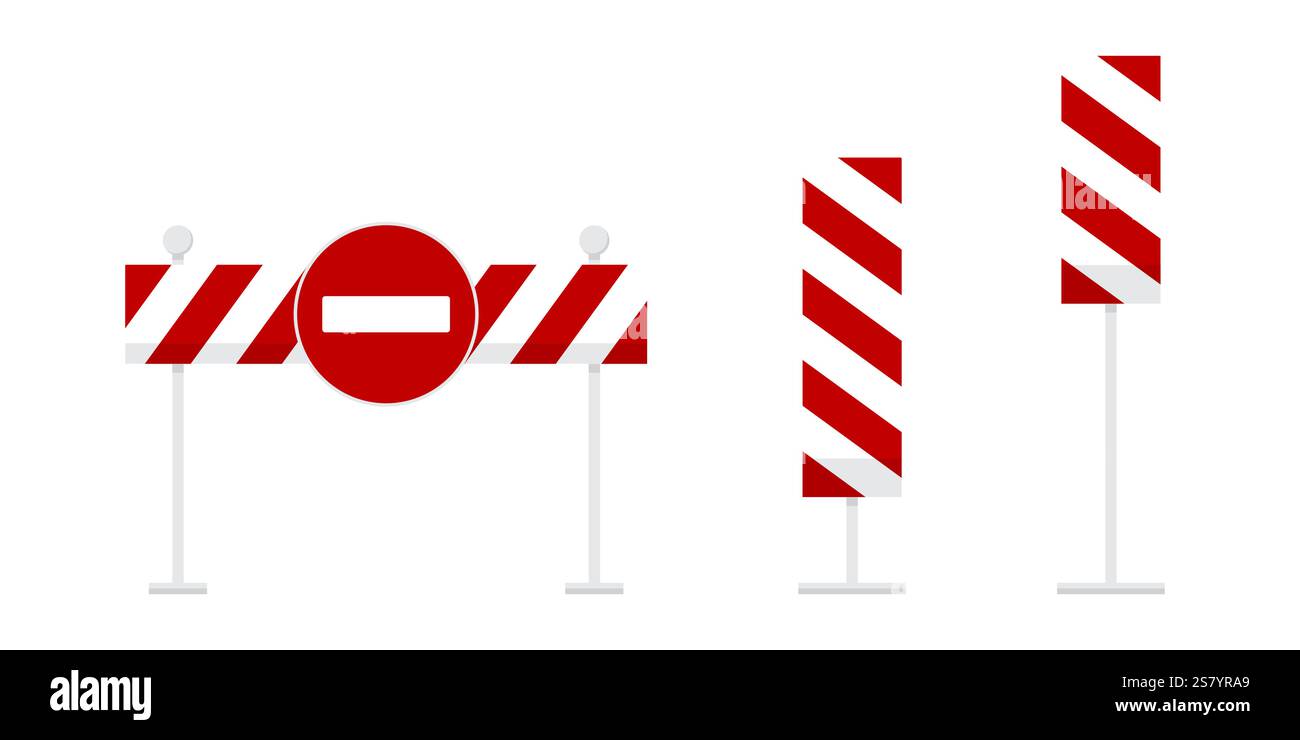 Roadblock Equipment with Caution Tape and Barriers Near Hurdles Stock ...