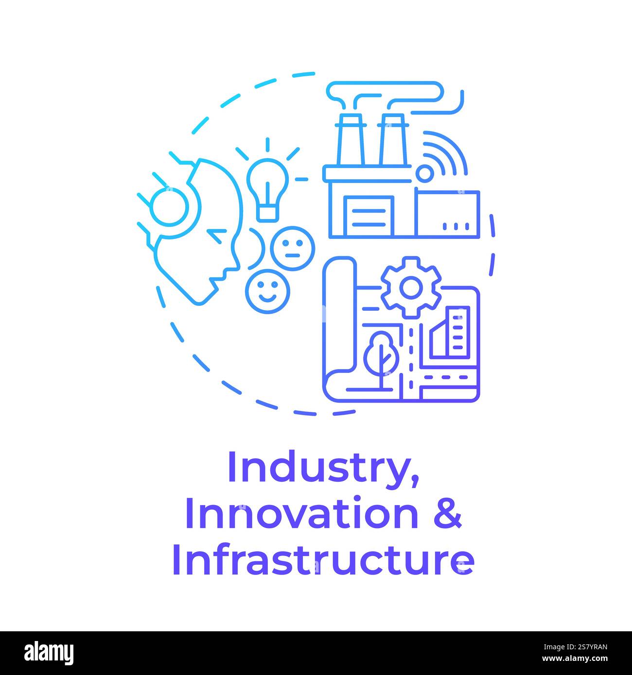 Industry, innovation and infrastructure blue gradient concept icon ...