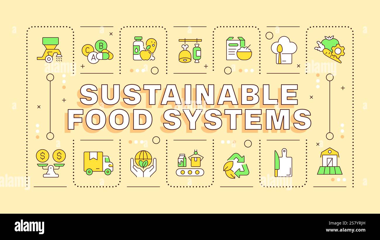 Sustainable food systems light orange word concept Stock Vector Image ...