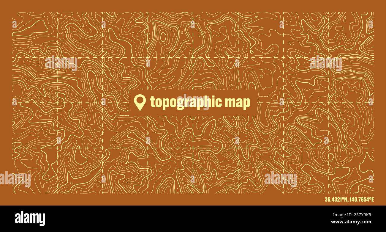 Colorful topographic map with contour lines. Geographic terrain grid ...