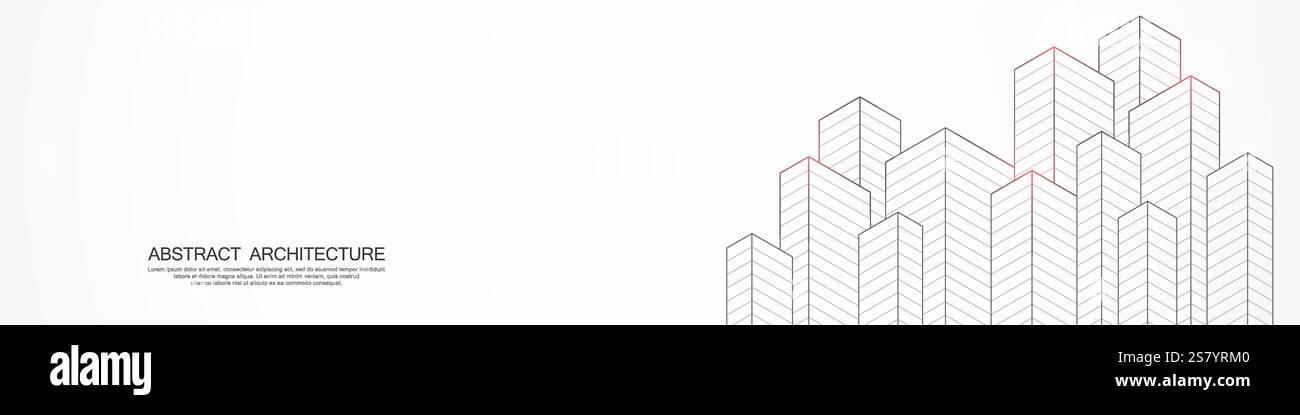 Panoramic view of architectural drawing with building construction for ...