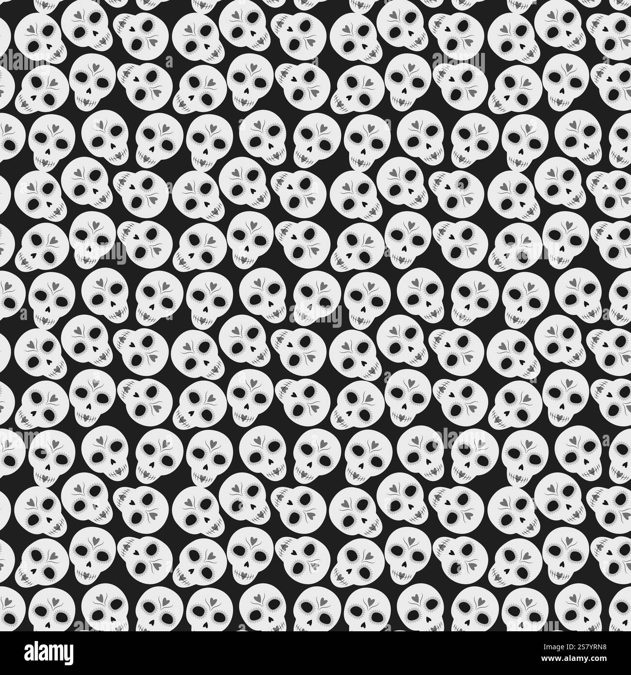 Painted skeletons Seamless pattern in grayscale. Day of the dead ...