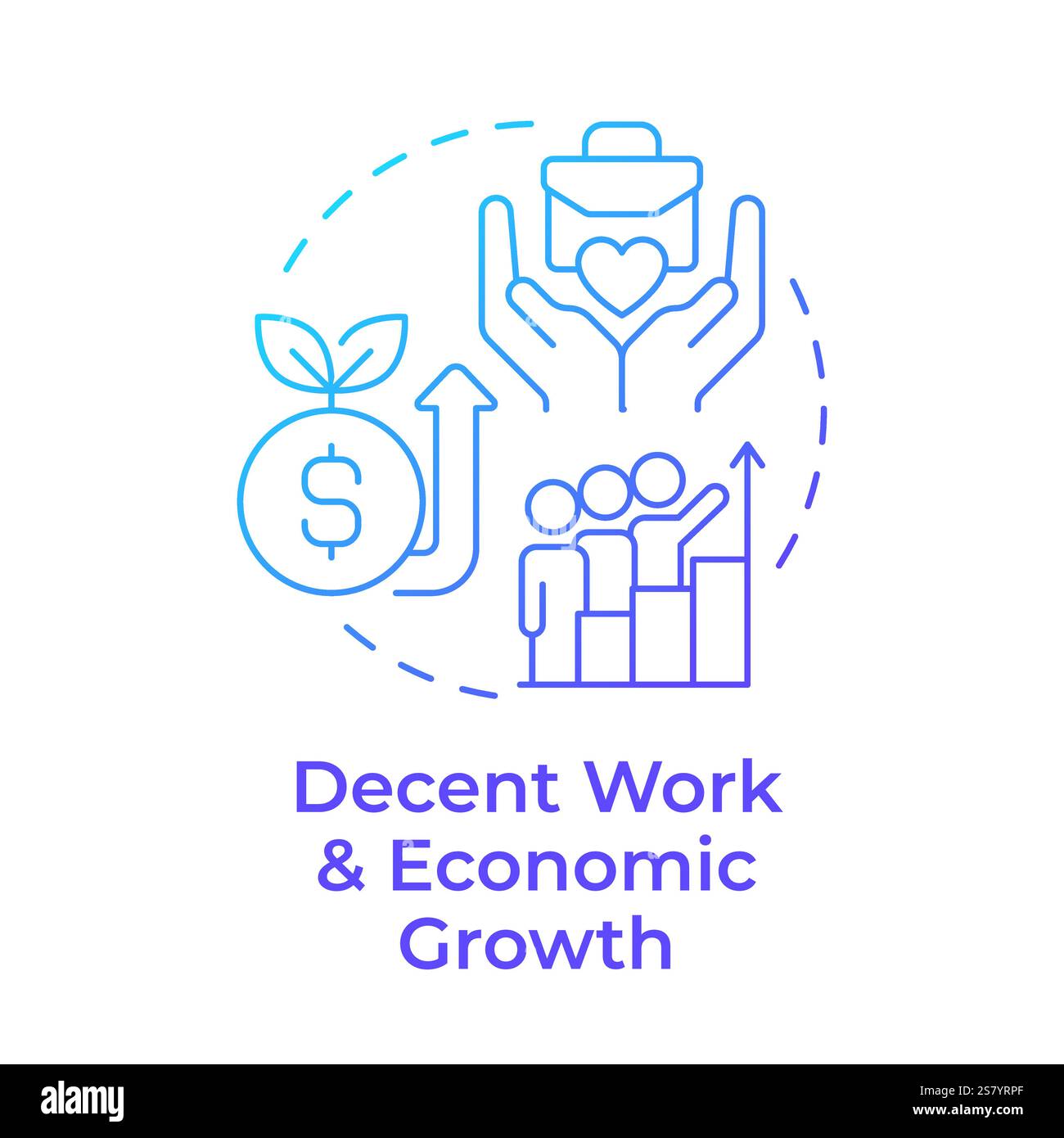 Decent work and economic growth blue gradient concept icon Stock Vector ...
