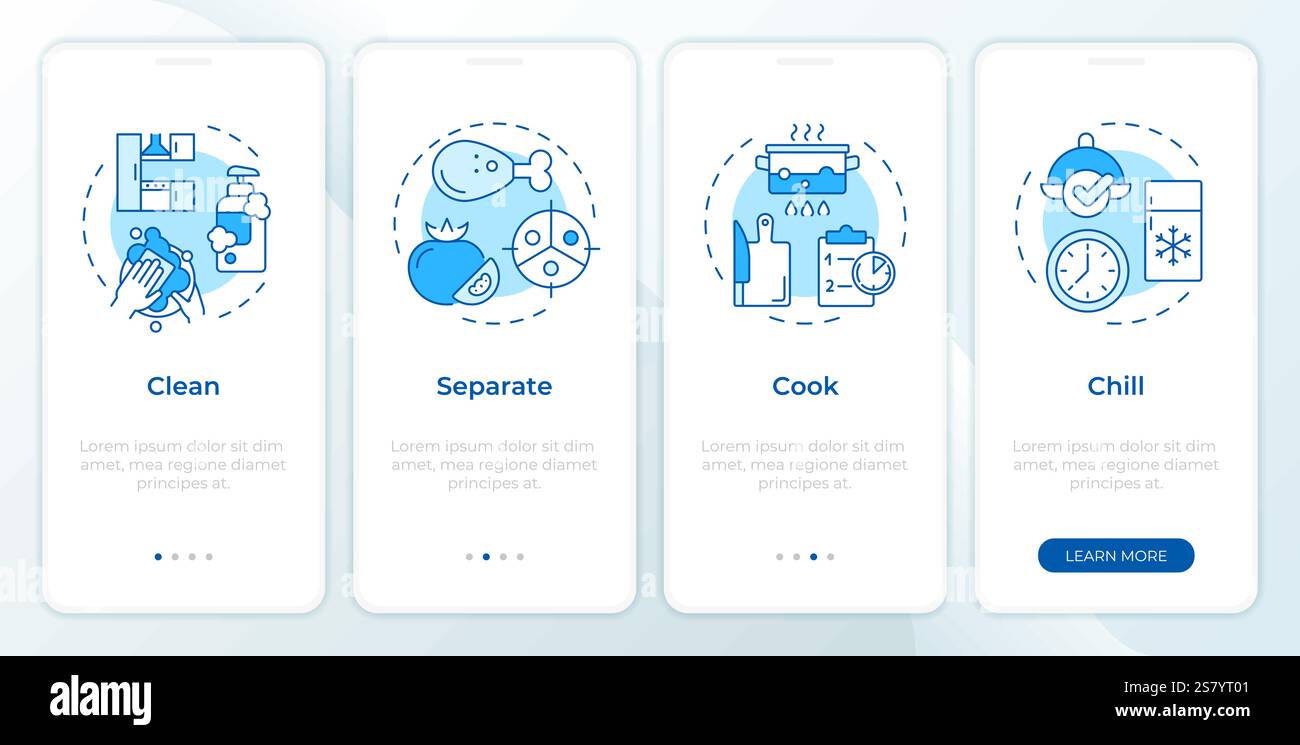 Food Hygiene Blue Onboarding Mobile App Screen Stock Vector Image And Art Alamy