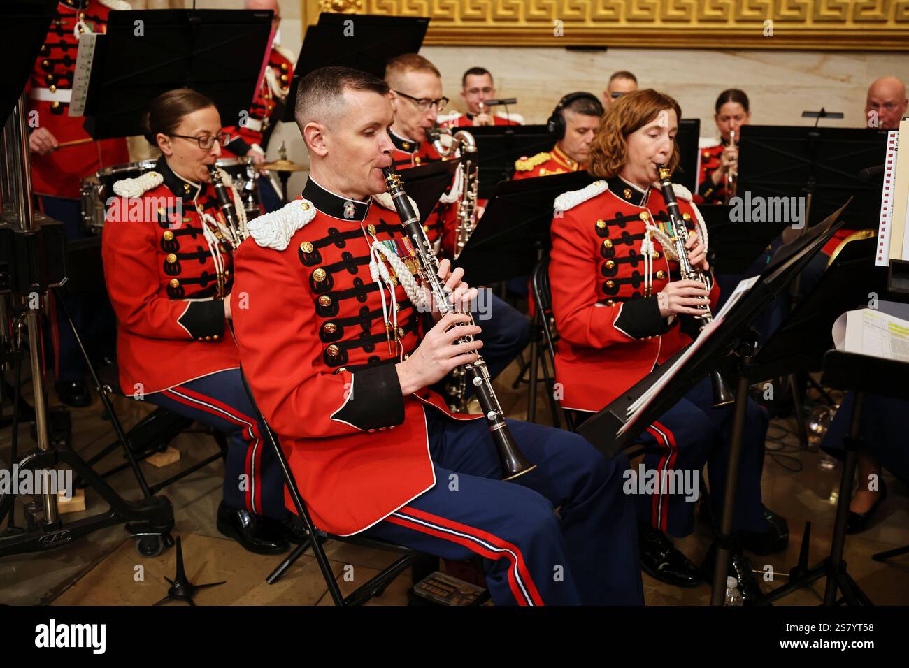 Members of the U.S. Marine Band perform before the 60th Presidential ...