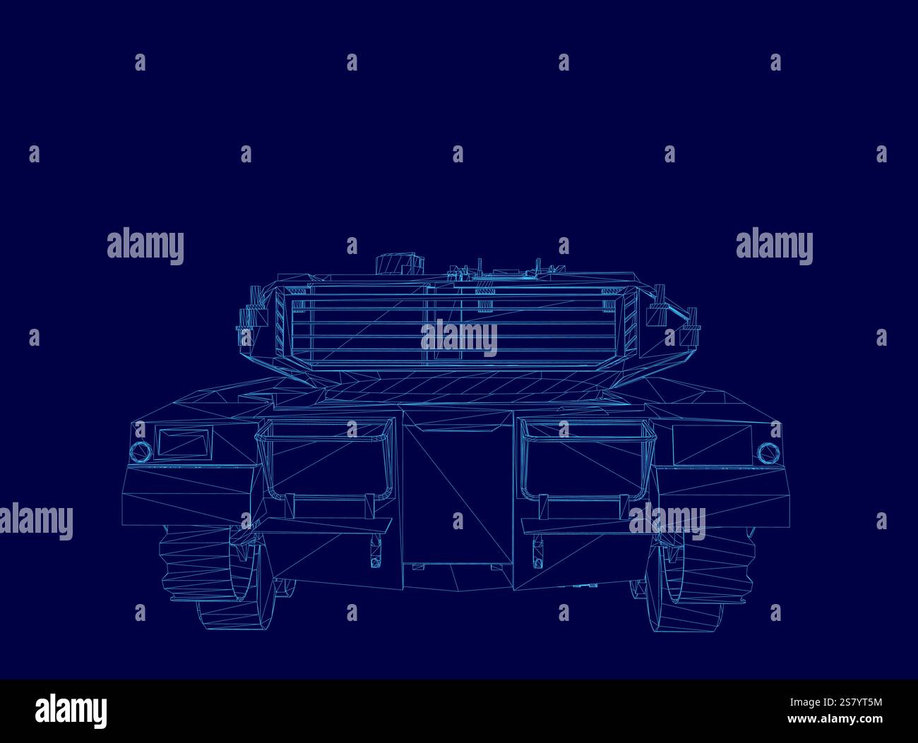 Blue tank is shown in a computer graphic. The tank is a military ...