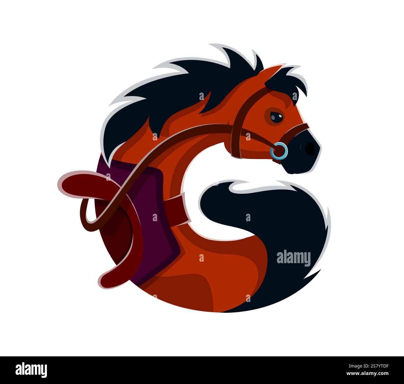 Horse shaped letter G featuring bold mane, bridle and saddle. Wild West ...