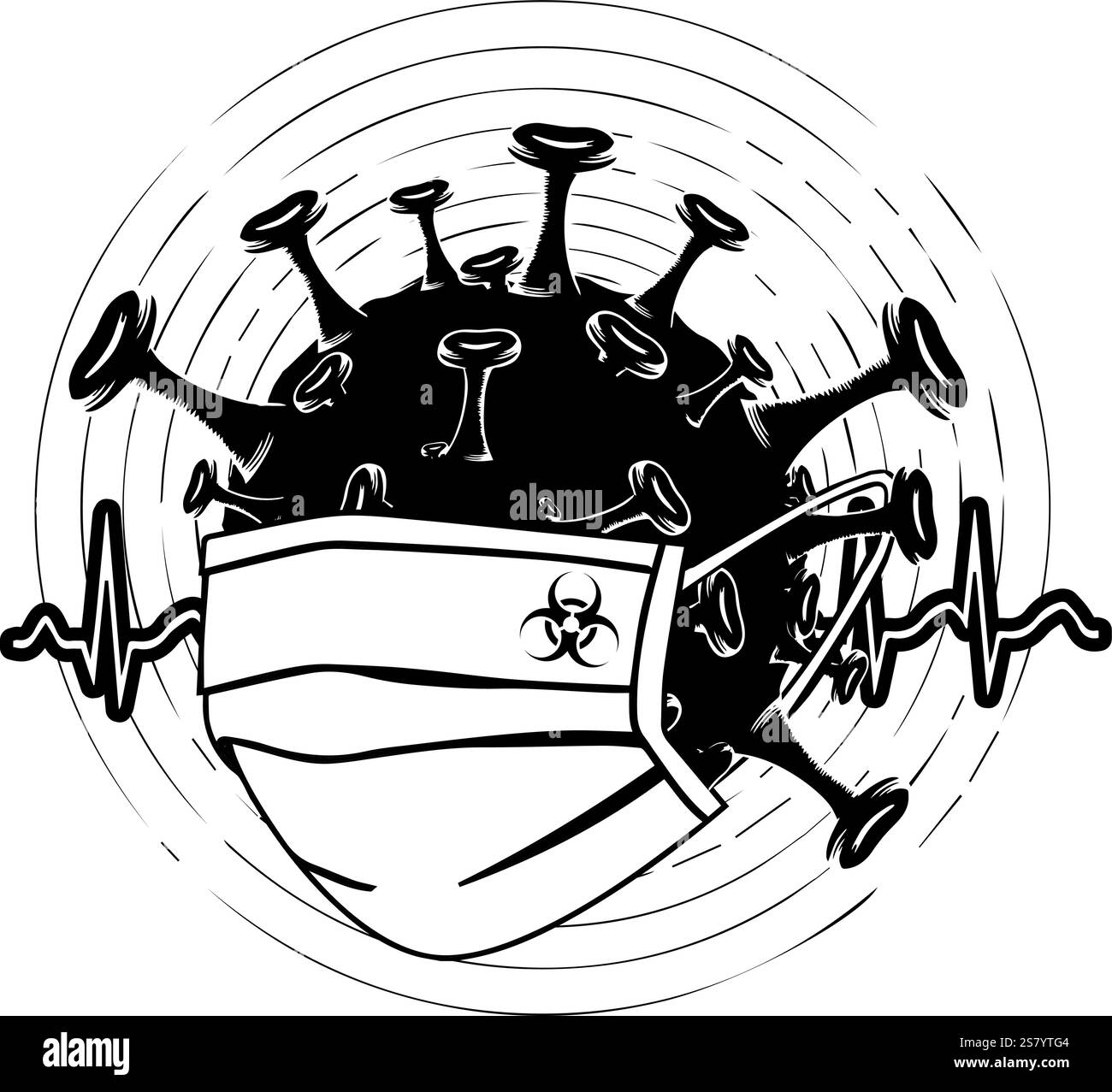 covid 19 symbol in medical mask with biohazard symbol Stock Vector ...