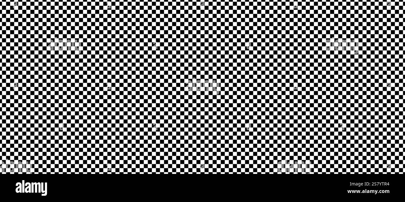 Chess board optical visual illusion, checkerboard banner template. Small black and white checker ...