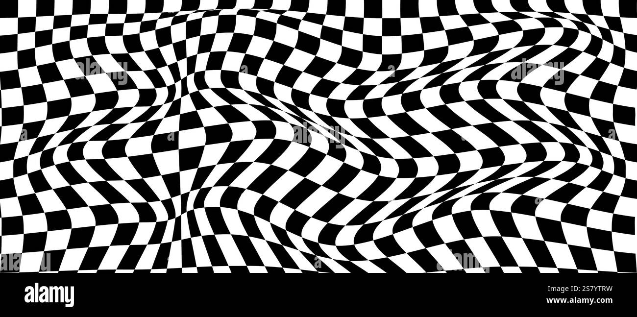 Wavy checkerboard visual distortion illusion. Chess board. Vector ...