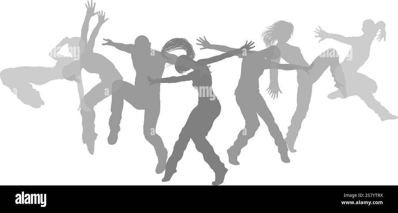 Dancers Silhouette Street Dance Poses Silhouettes Stock Vector Image ...