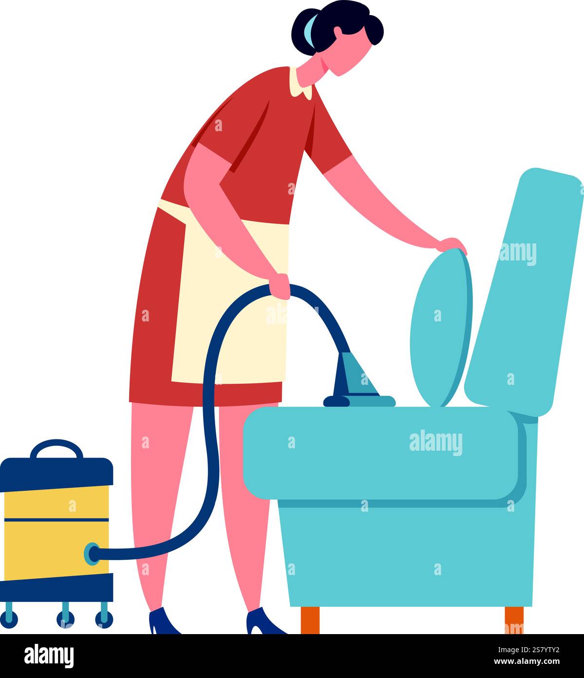 Professional cleaning service worker wearing a uniform and apron ...