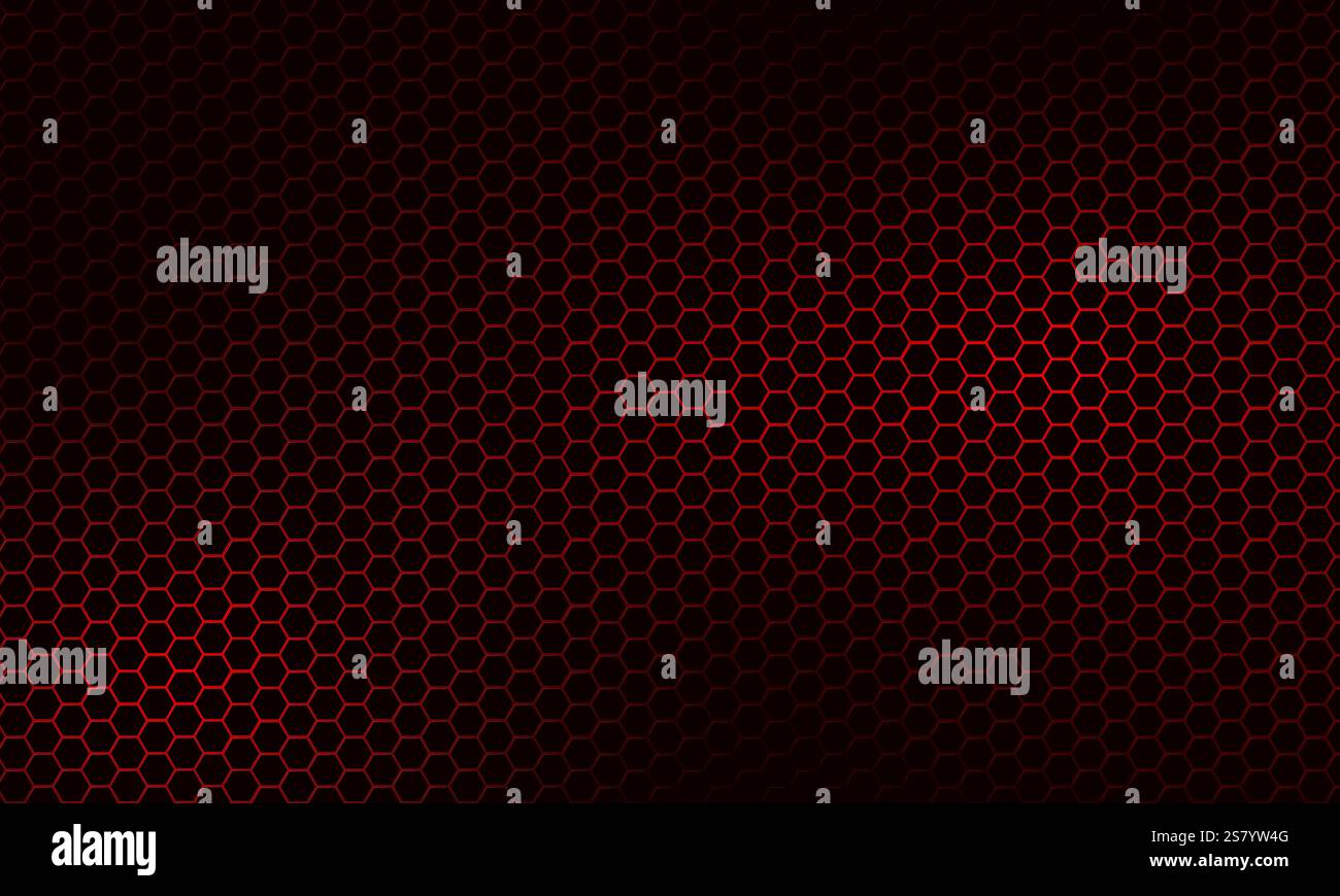 Abstract modern dark background red neon hexagons texture, honeycomb ...