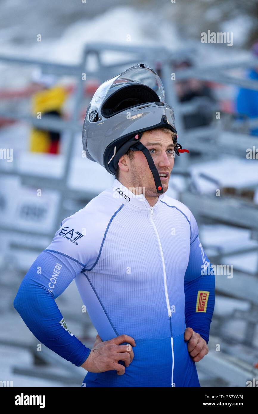Alex Verginer (Italien) im Ziel, AUT, IBSF Bob Weltcup Innsbruck - Igls ...