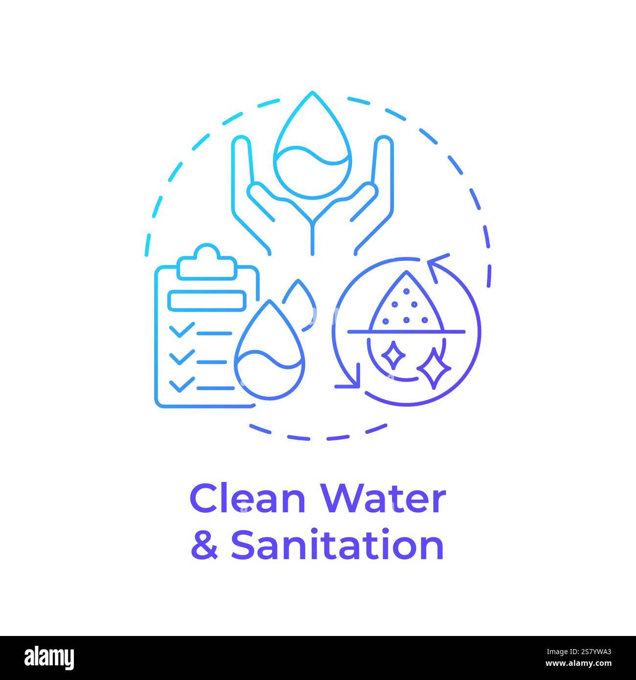 Clean water and sanitation blue gradient concept icon Stock Vector ...