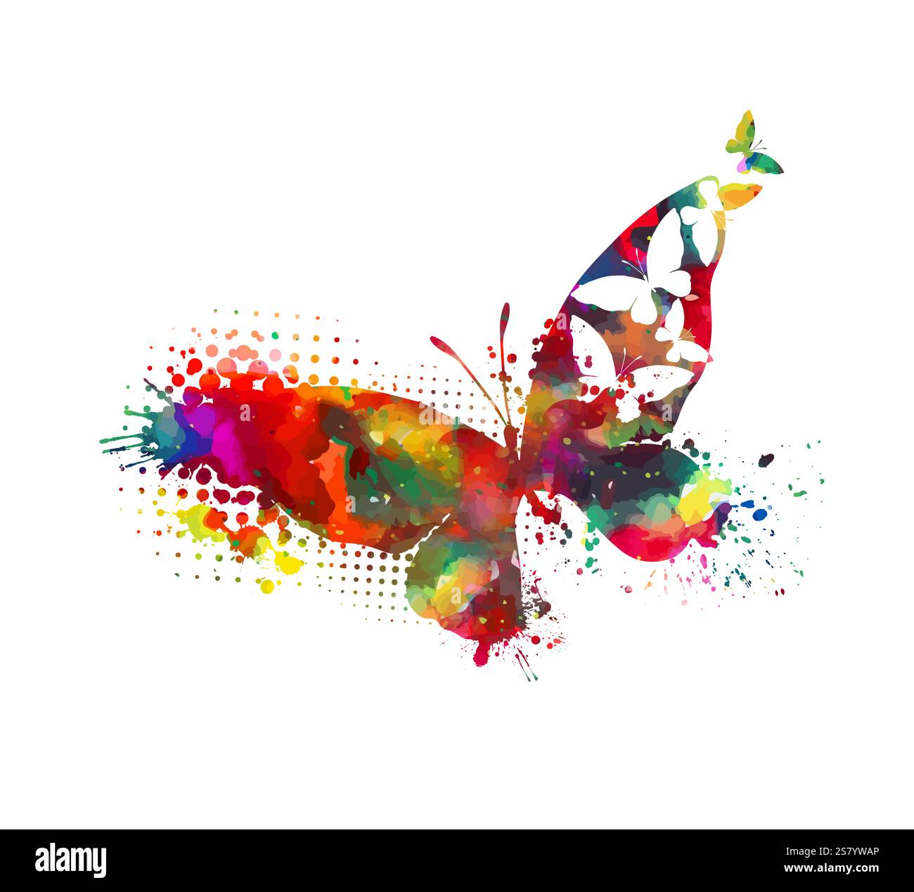Abstract colored butterfly of small butterflies. hand drawing. Not AI ...
