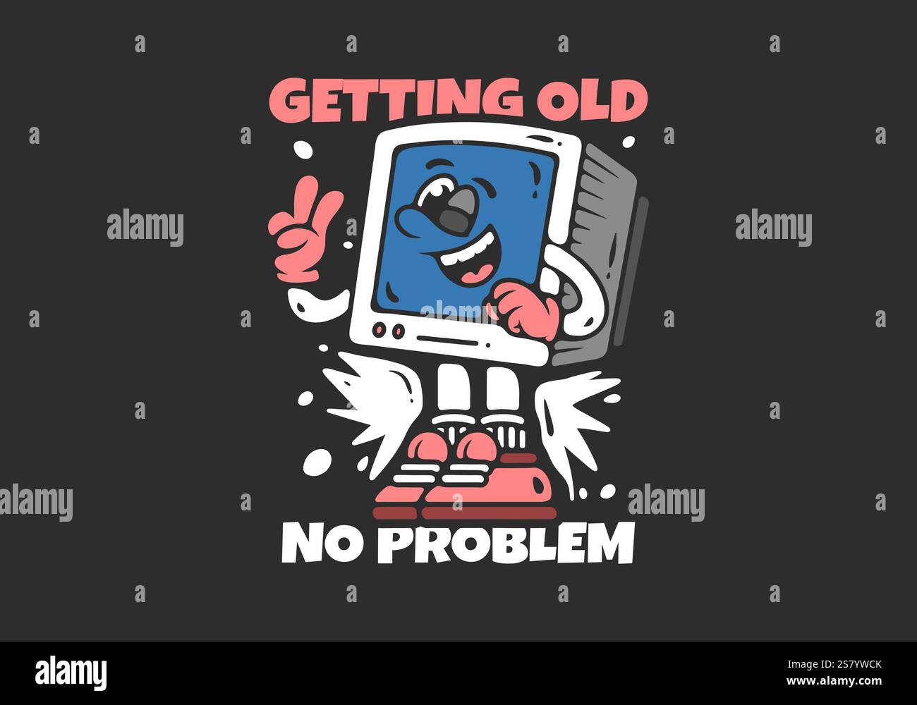 Getting old no problem. Box monitor character with happy expression ...