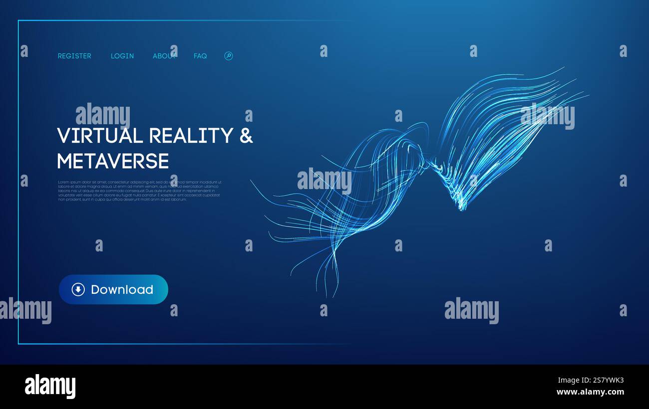 Abstract glowing blue lines representing virtual reality and metaverse ...
