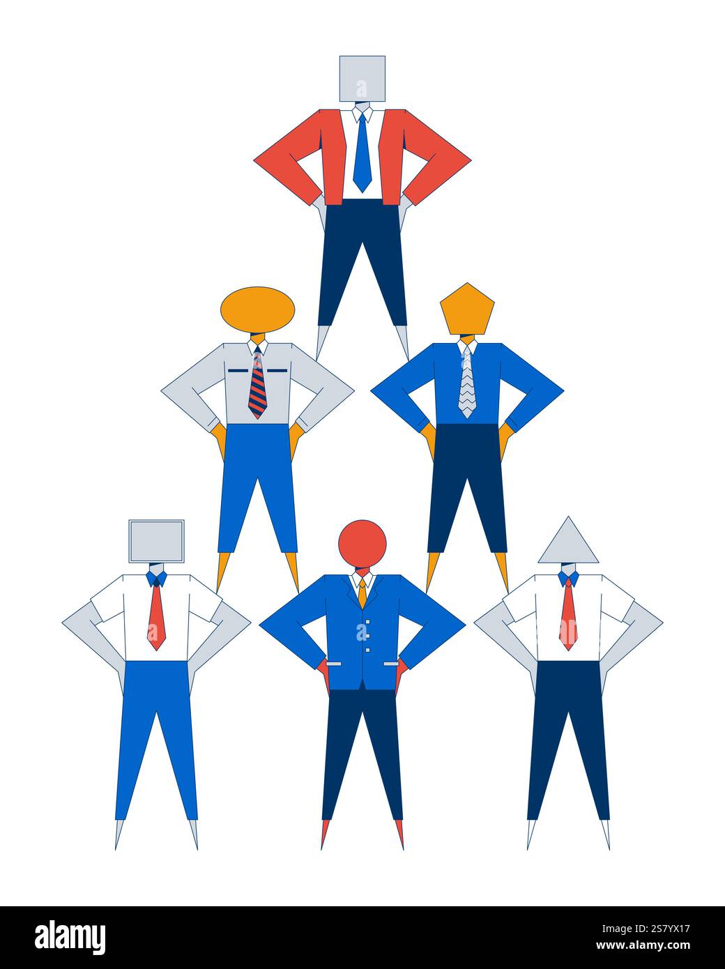 Geometric representation of corporate hierarchy 2D illustration concept ...