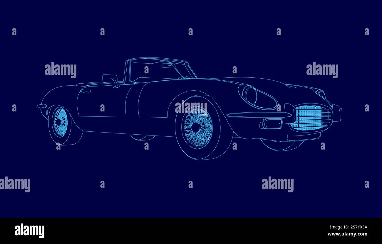 Car is shown in blue outline. The car is a convertible and is shown in ...