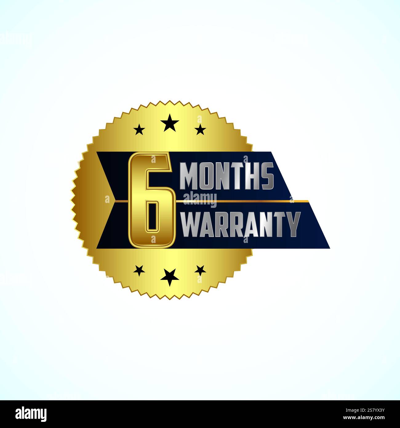 Advertising 6 months warranty silver and gold color emblem for label ...