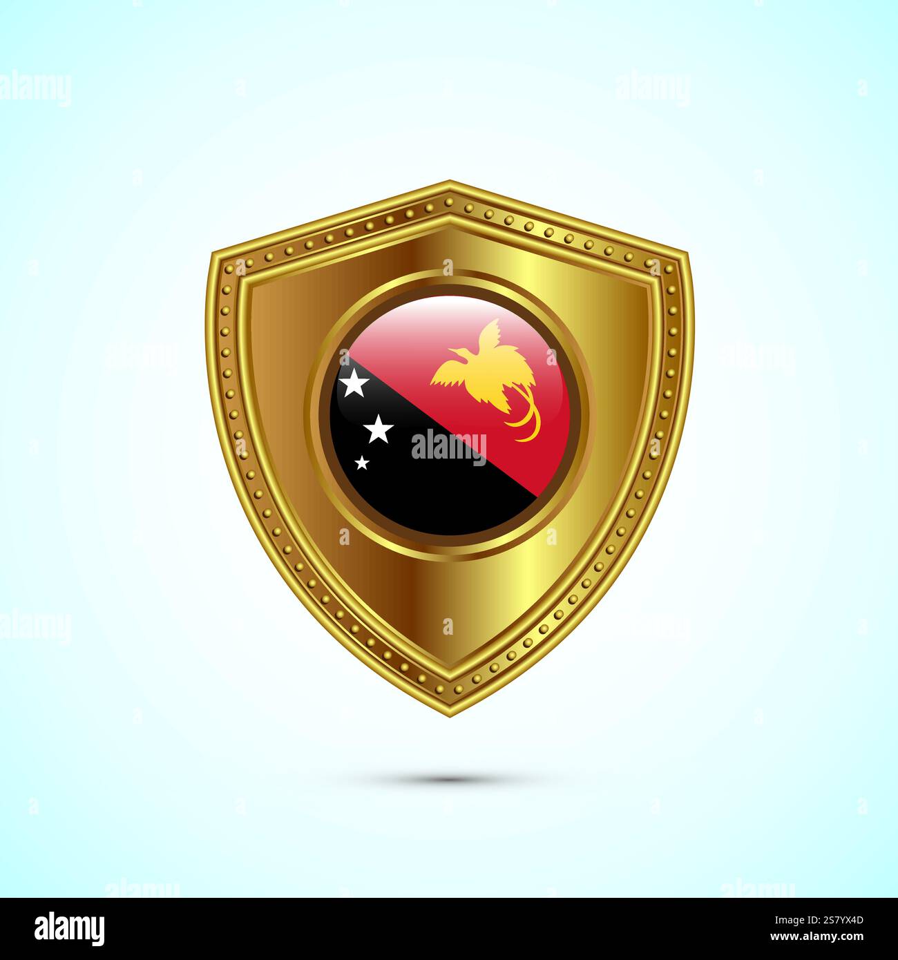 Rounded flag of Papua New Guinea with glossy gold shield Stock Vector ...