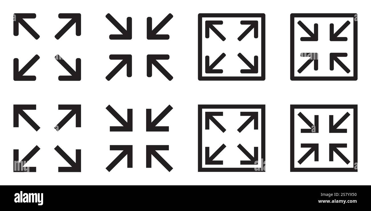 Full screen and exit full screen icon set Stock Vector Image & Art - Alamy