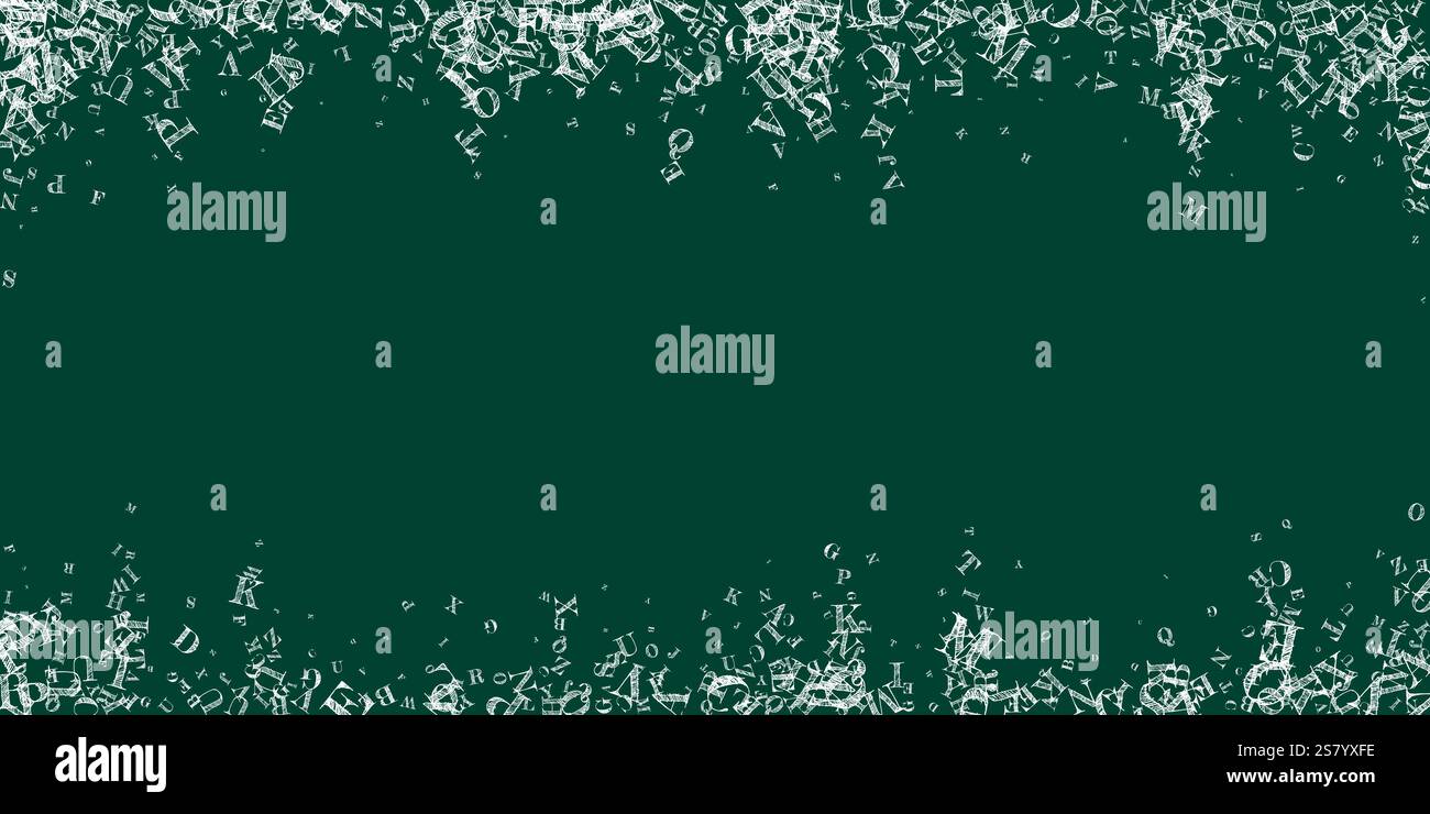 Concept of school background. White chalk falling letters of English ...
