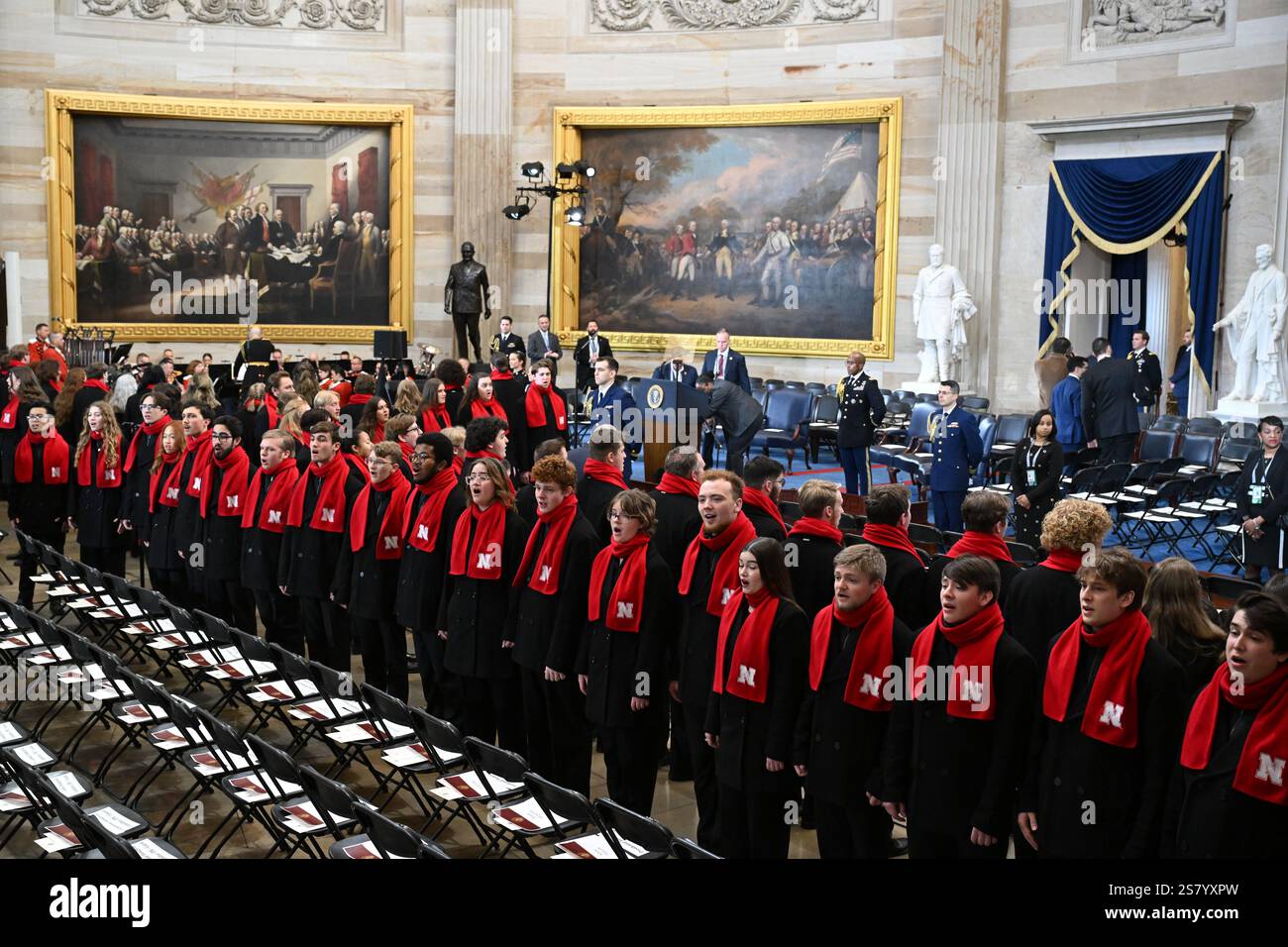 A choir rehearses ahead of the inauguration ceremony before Donald ...