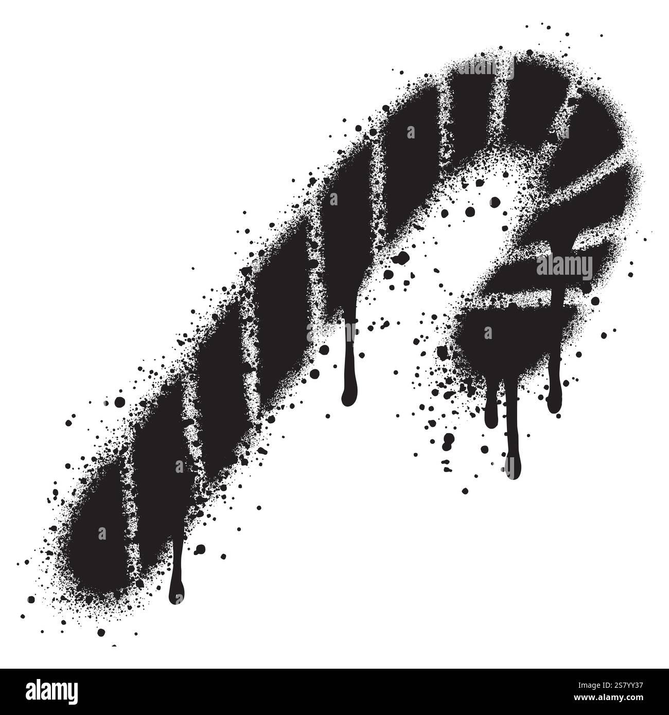 Candy Cane graffiti with black spray paint. vector illustration Stock ...