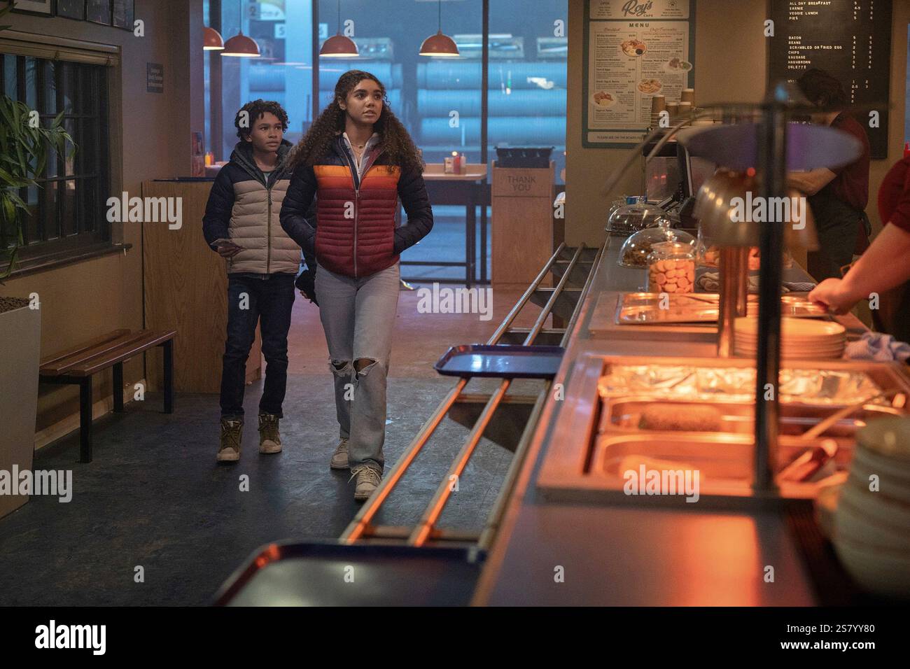 BACK IN ACTION, from left: Rylan Jackson, McKenna Roberts, 2025. ph: John Wilson /© Netflix ...